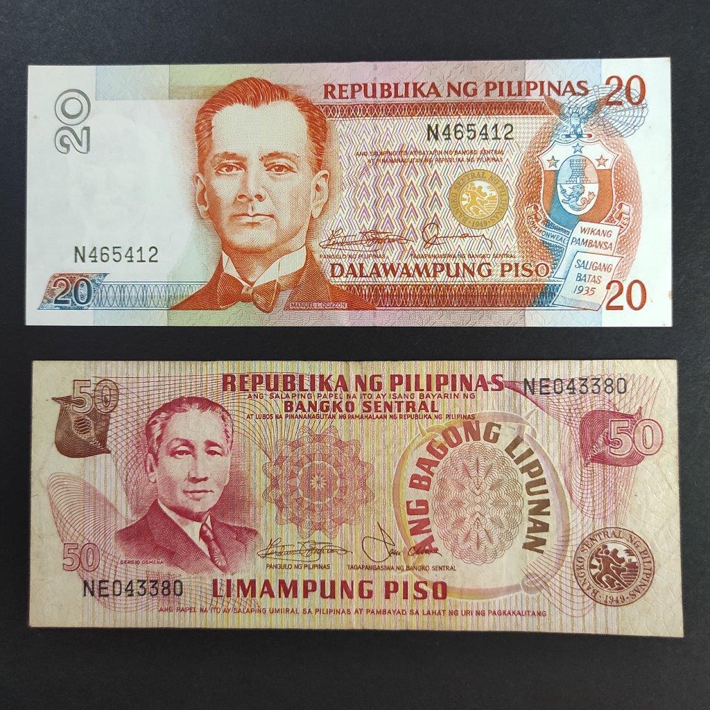 Philippine Old Vintage Banknotes 20 Pesos and 50 Pesos Sell In Set of 2 ...