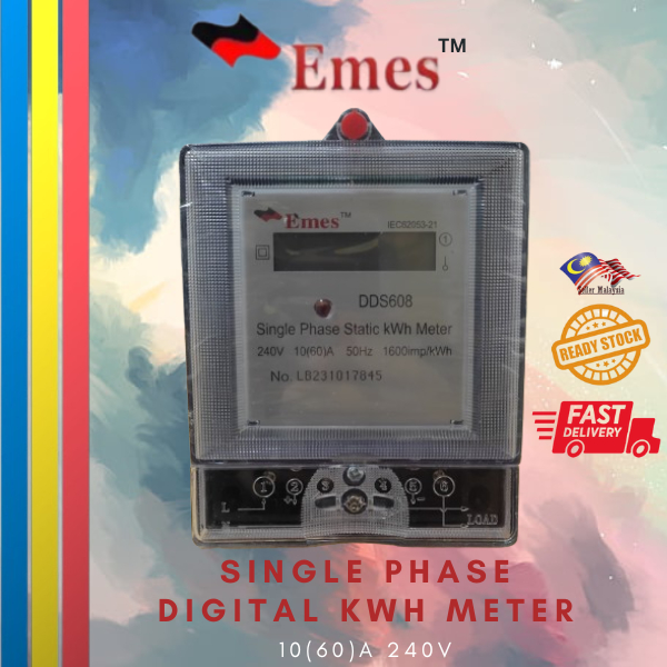 Emes DDS608 10(60)A Single Phase Digital Energy Kwh Meter [Ready Stock ...