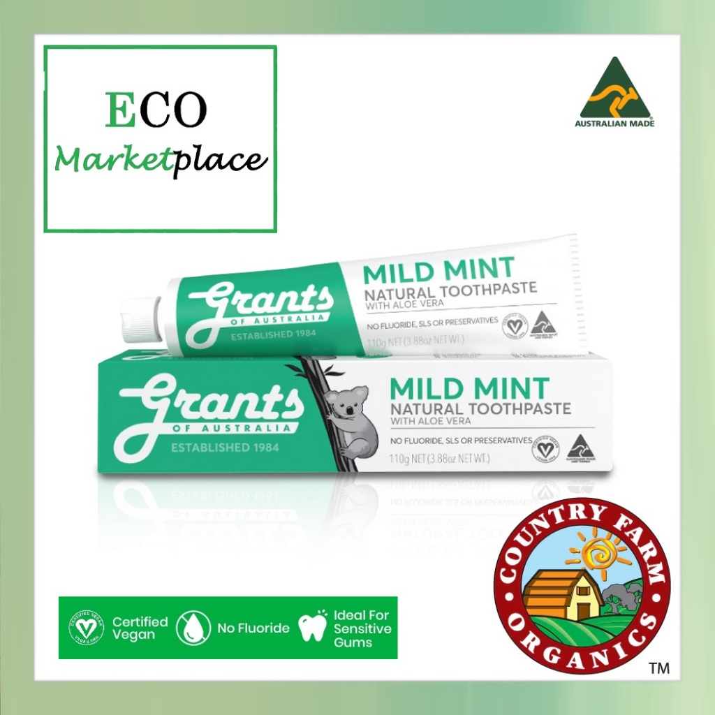 CFO Grant's Mild Mint Natural Toothpaste with Aloe Vera Soothing 110g ...