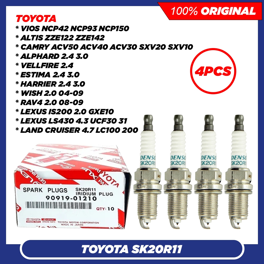 TOYOTA IRIDIUM SPARK PLUG SK20R11 (4pcs) - Vios / Altis / Camry ...