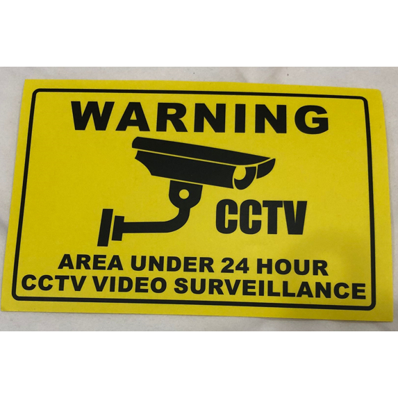Sticker 24H CCTV Video Camera System Security CCTV Warning Signs ...