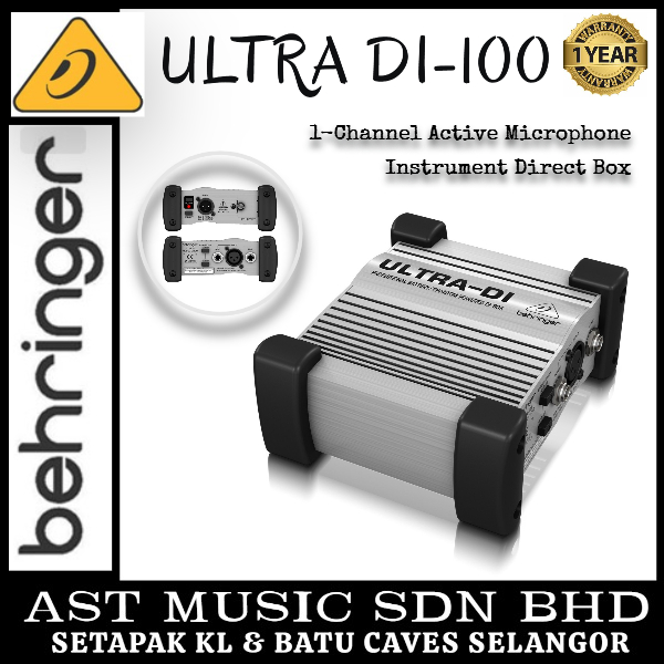 Behringer Ultra-DI, DI100 1-channel Active Microphone Instrument Direct ...