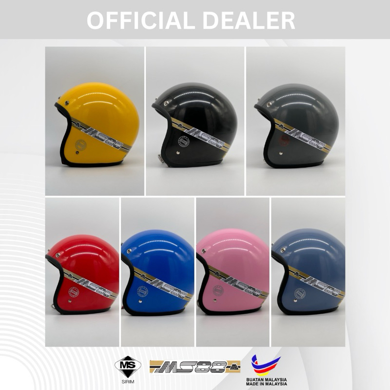MS88 HELMET ORIGINAL 100% RED BLUE BLACK PINK 57CM SIRIM TULISAN MERAH ...