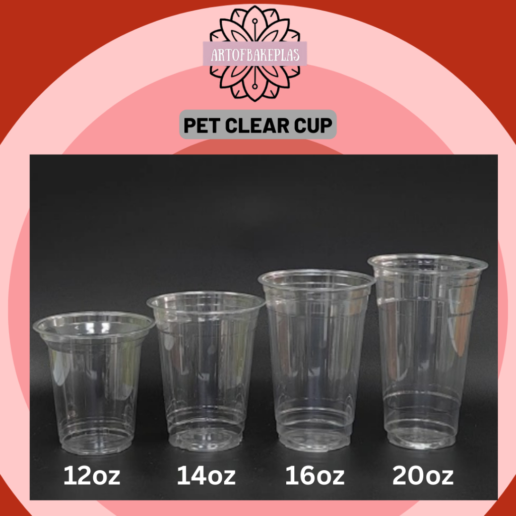 Pet Cup 12oz 14oz 16oz 20oz / Clear Plastic Cup / Transparent Hard ...