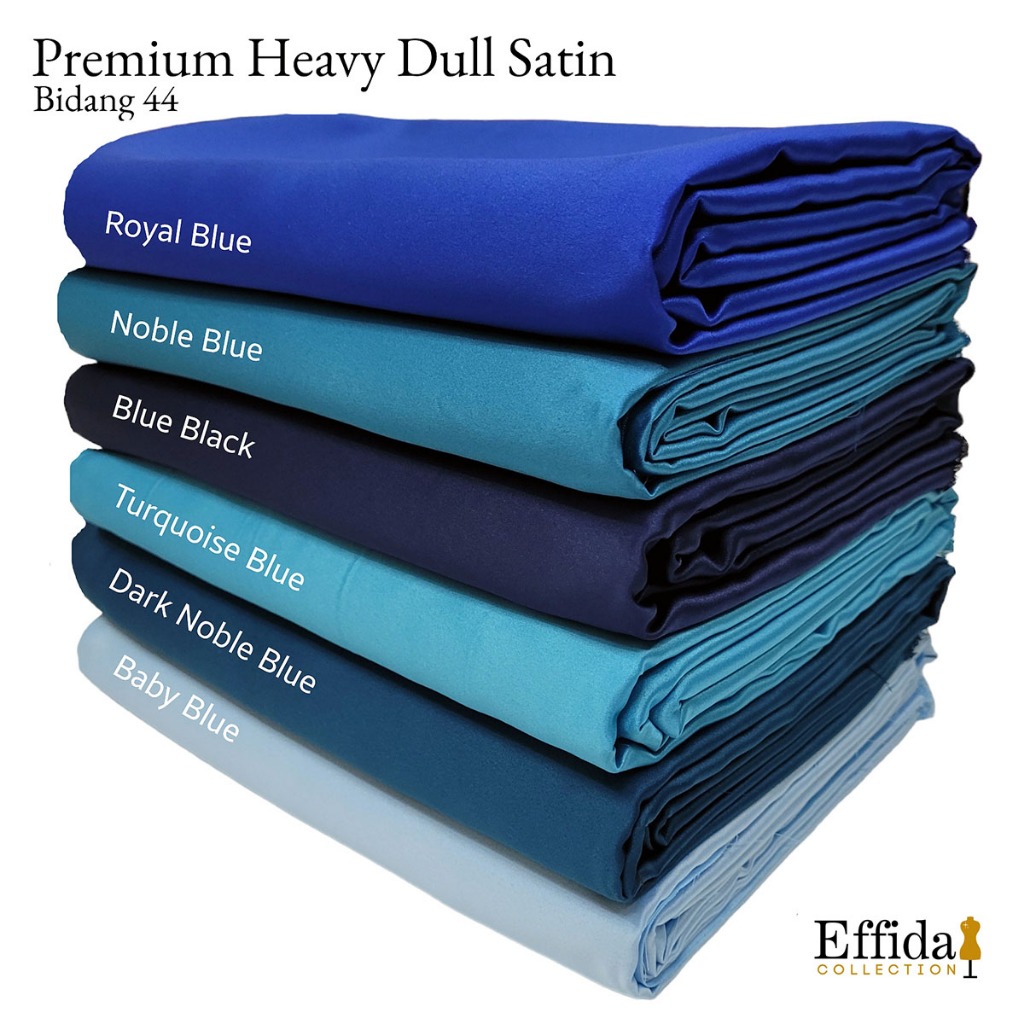 Kain Pasang Premium Heavy Dull Satin Warna Biru Bidang 45 | Shopee Malaysia