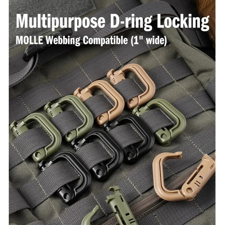 Plastic Shackle Carabiner D-ring Clip Molle Webbing Backpack Buckle ...