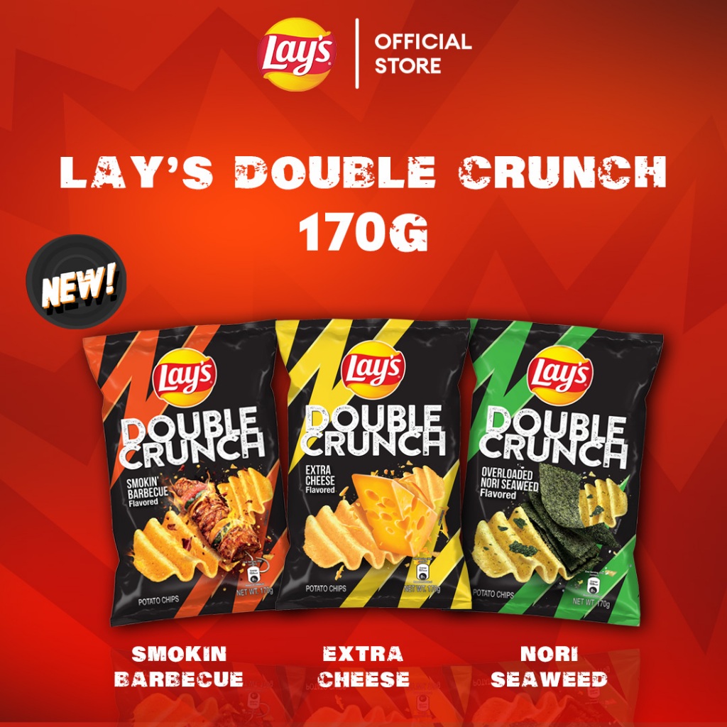 Lay's Double Crunch 170g (Smokin Barbecue, Extra Cheese, Nori Seaweed ...