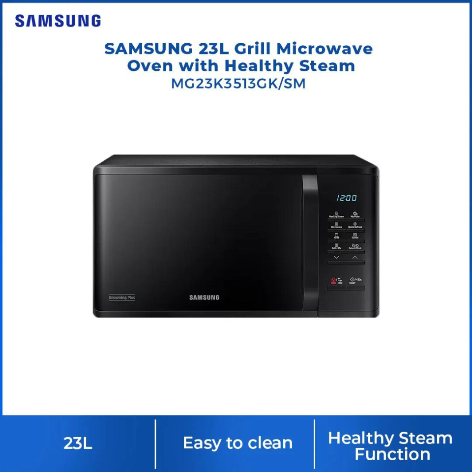 Samsung 23L Grill Microwave Oven with Healthy Steam MG23K3513GK/SM ...