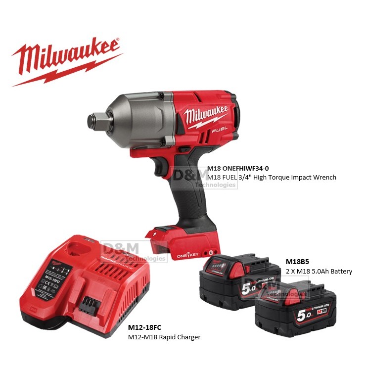Milwaukee M18 FUEL One-Key 3/4" 2032Nm High Torque Impact Wrench (M18 ...
