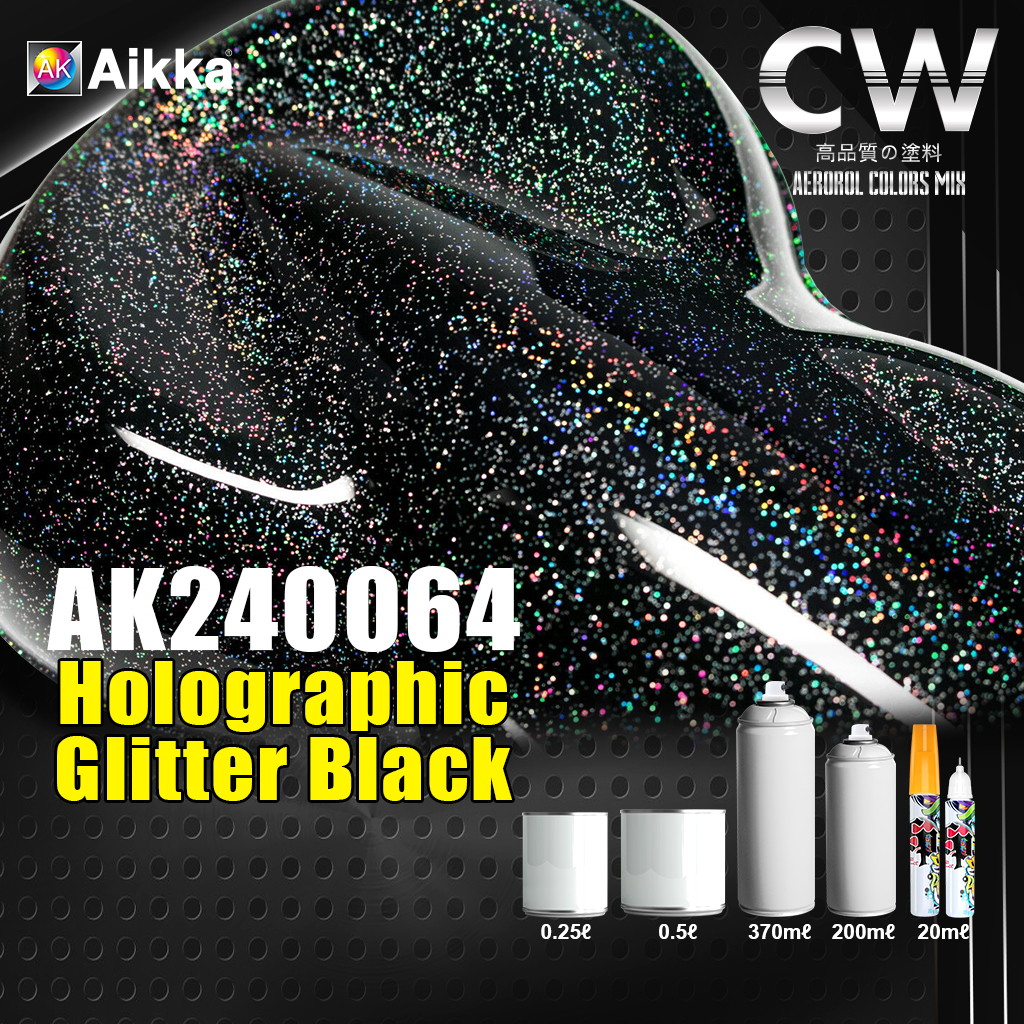 [ AK240064 Holographic Glitter Black ] 2K Motor Paint Kaler Bancuh ...