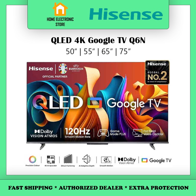 [NEW] Hisense QLED 55" 65" 75" Inch Q6N 4K Google TV UHD Google TV ...