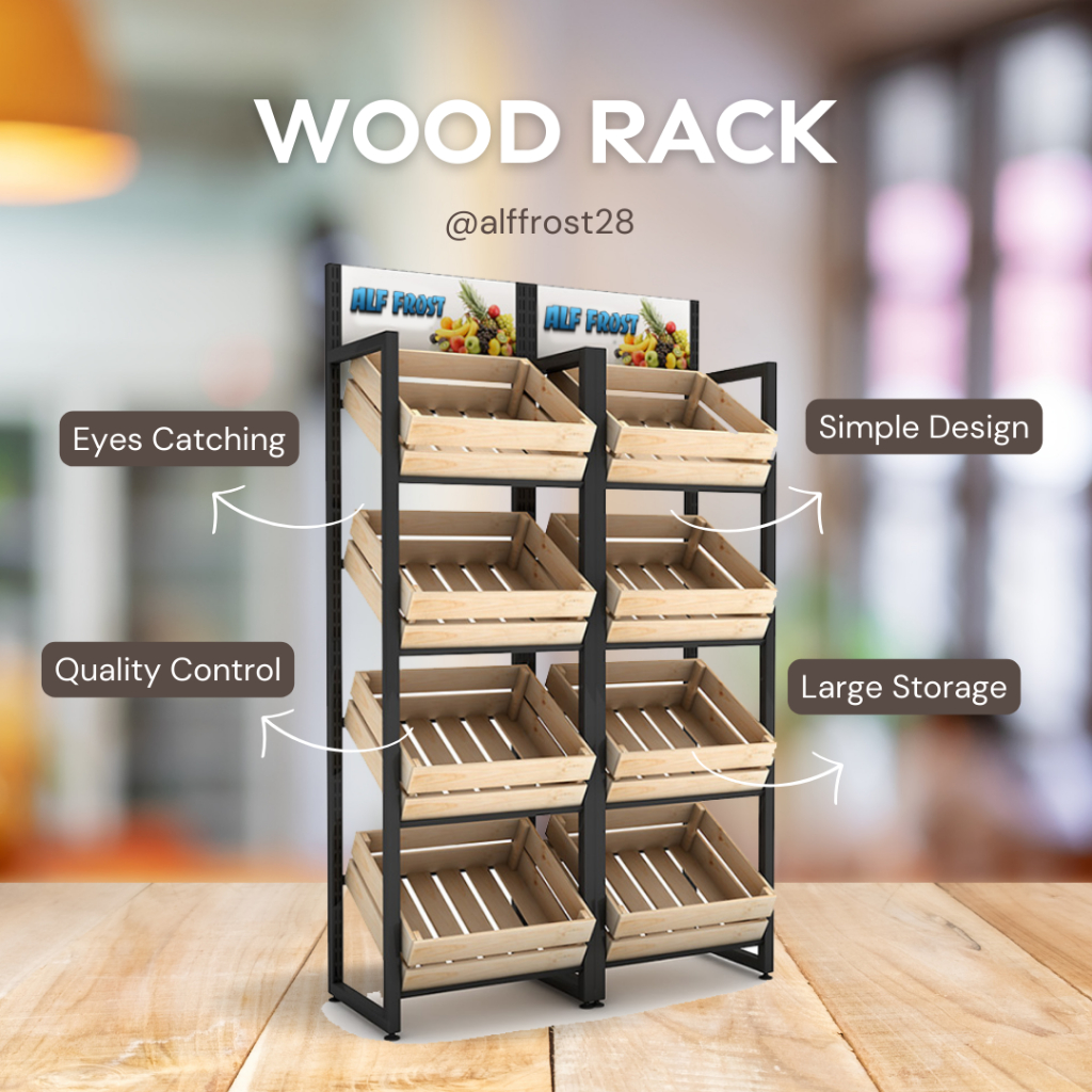 Wooden Display Rack | Fruit Display Stand | Racking | 蔬果菜展示木架 | Shopee ...