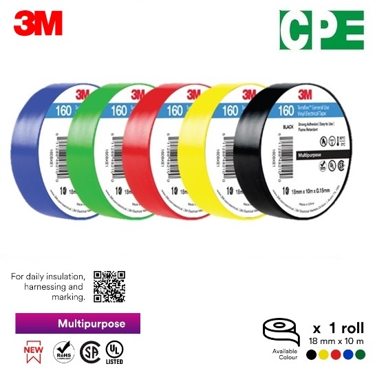 3M™ Temflex 160 Electrical Tape/ Colour Vinyl Tape/ PVC Insulation Wire ...