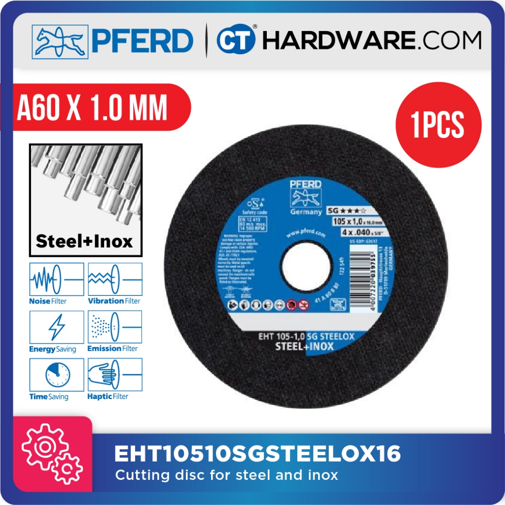 PFERD EHT10510SGSTEELOX16 CUTTING DISC 4'' 1MM X A60 ( EHT 105-1,0 SG STEELOX/16,0 ) STEEL ...