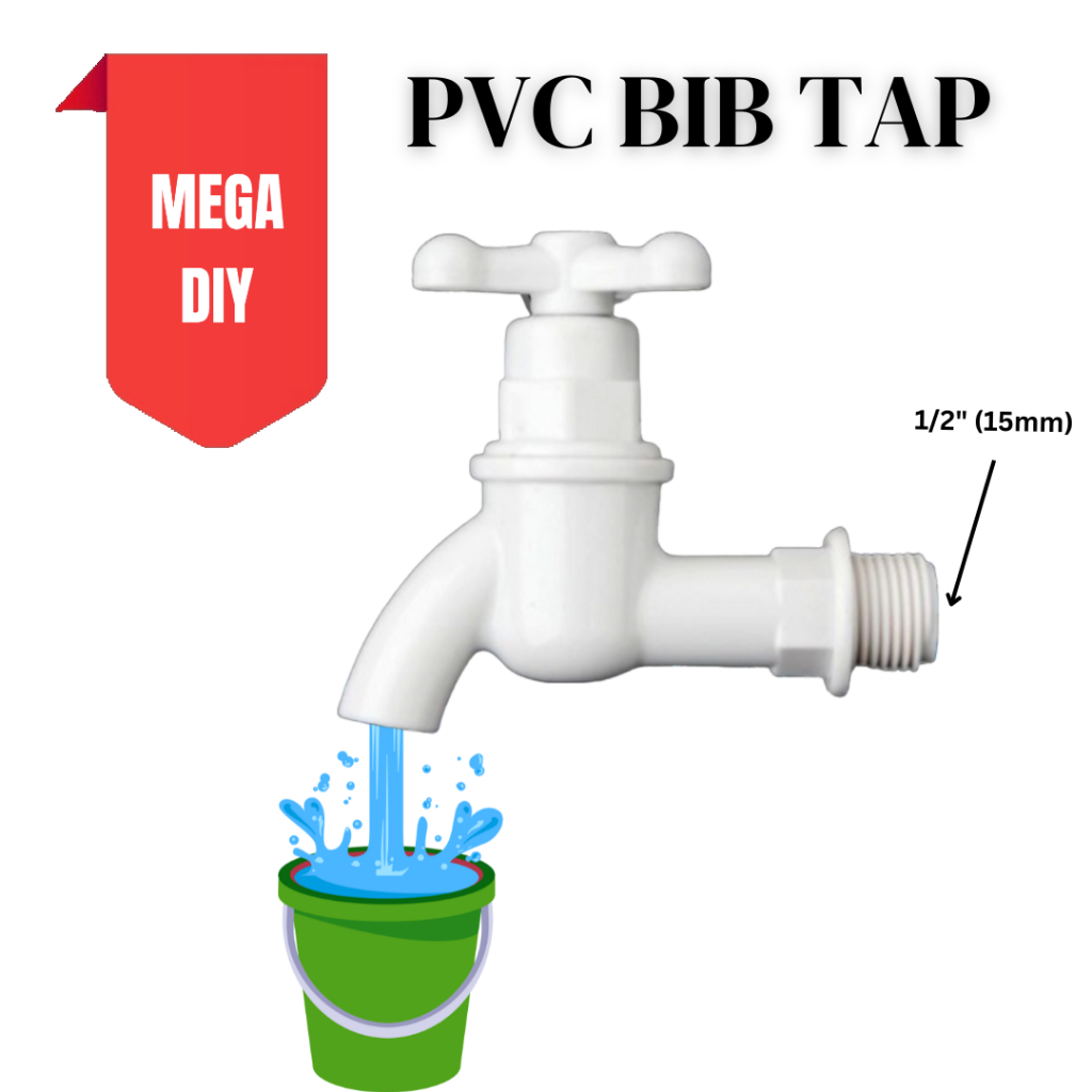 PVC Bib Tap 1/2 inch Water Tap Kitchen & Bathroom Sink Faucet / Kepala ...