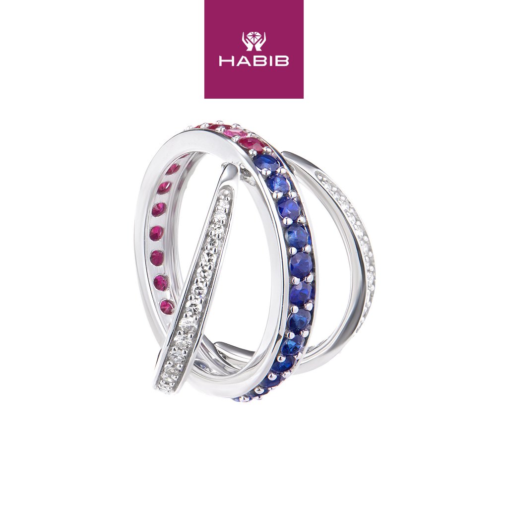 HABIB Ruby, Blue Sapphire and Diamond Interchangeable Ring in 375/9K ...