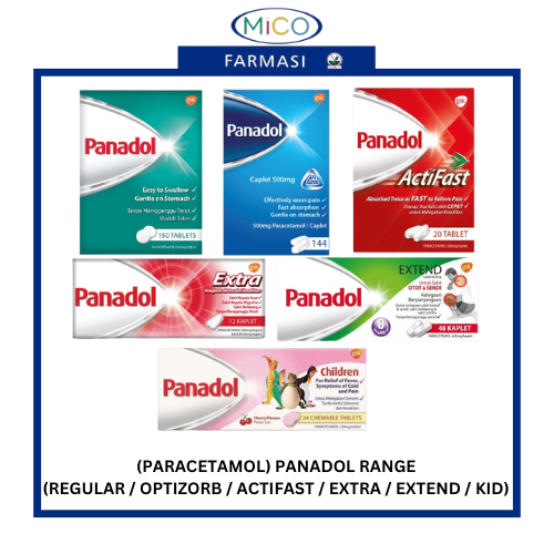 (PARACETAMOL) PANADOL RANGE - (REGULAR / OPTIZORB / SOLUBLE / ACTIFAST ...