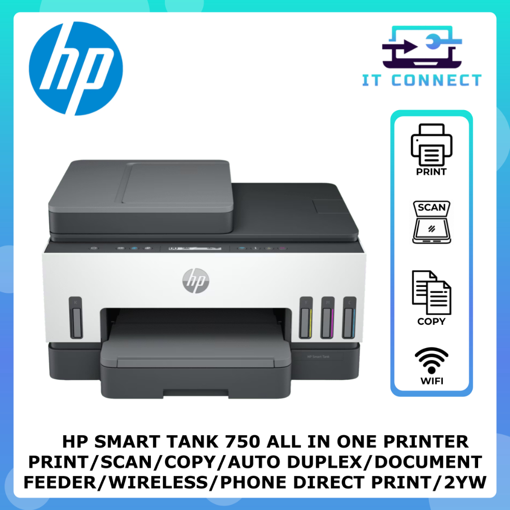 READY STOCK - HP SMART TANK 750 ALL IN ONE PRINTER PRINT SCAN COPY ADF ...