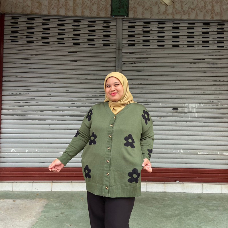KEMY CARDIGAN KNITWEAR BUNGA PLUSSIZE | Shopee Malaysia
