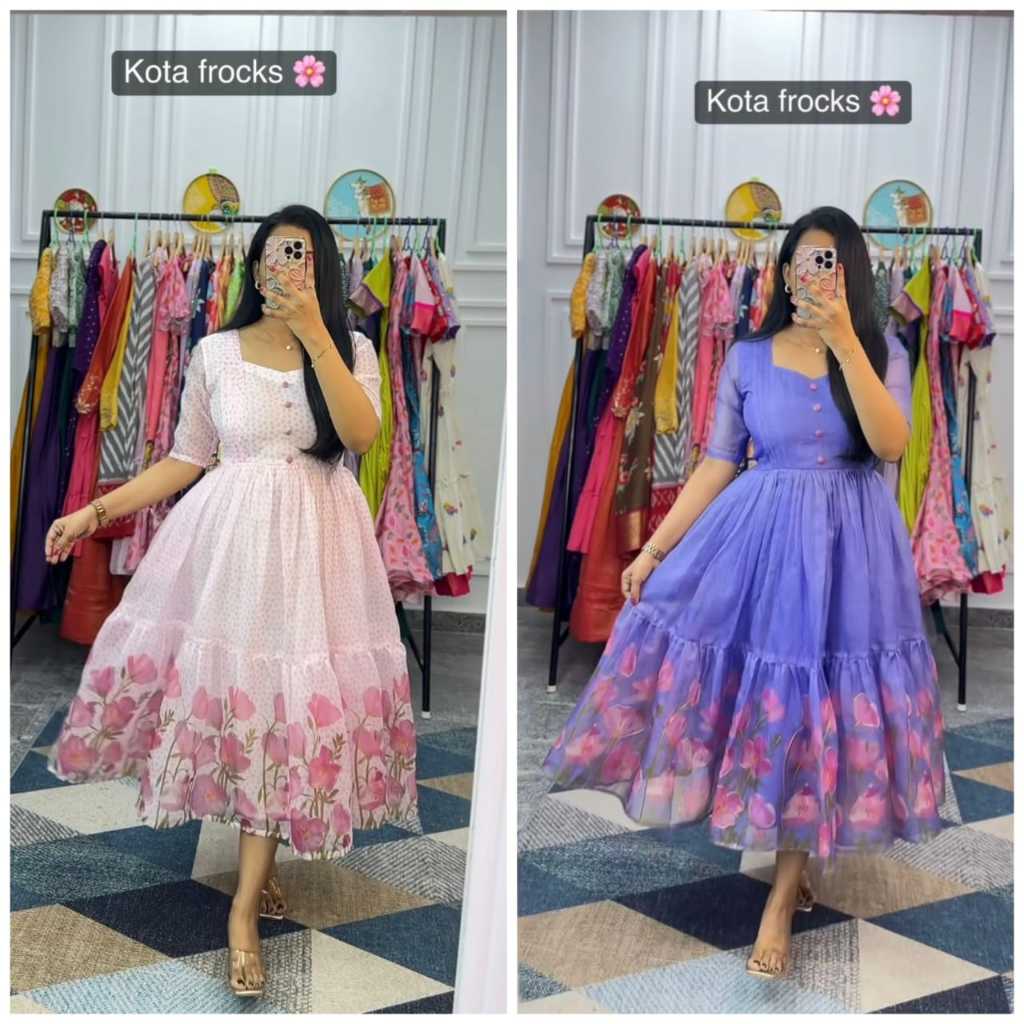 (S To 3XL) Presenting New Girls Party Wear Stylish Kota Printed Frock ...