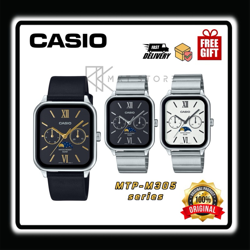 Original Casio Moon Phase Analog MTP-M305 / MTP-M305L-1A2 / MTP-M305D ...