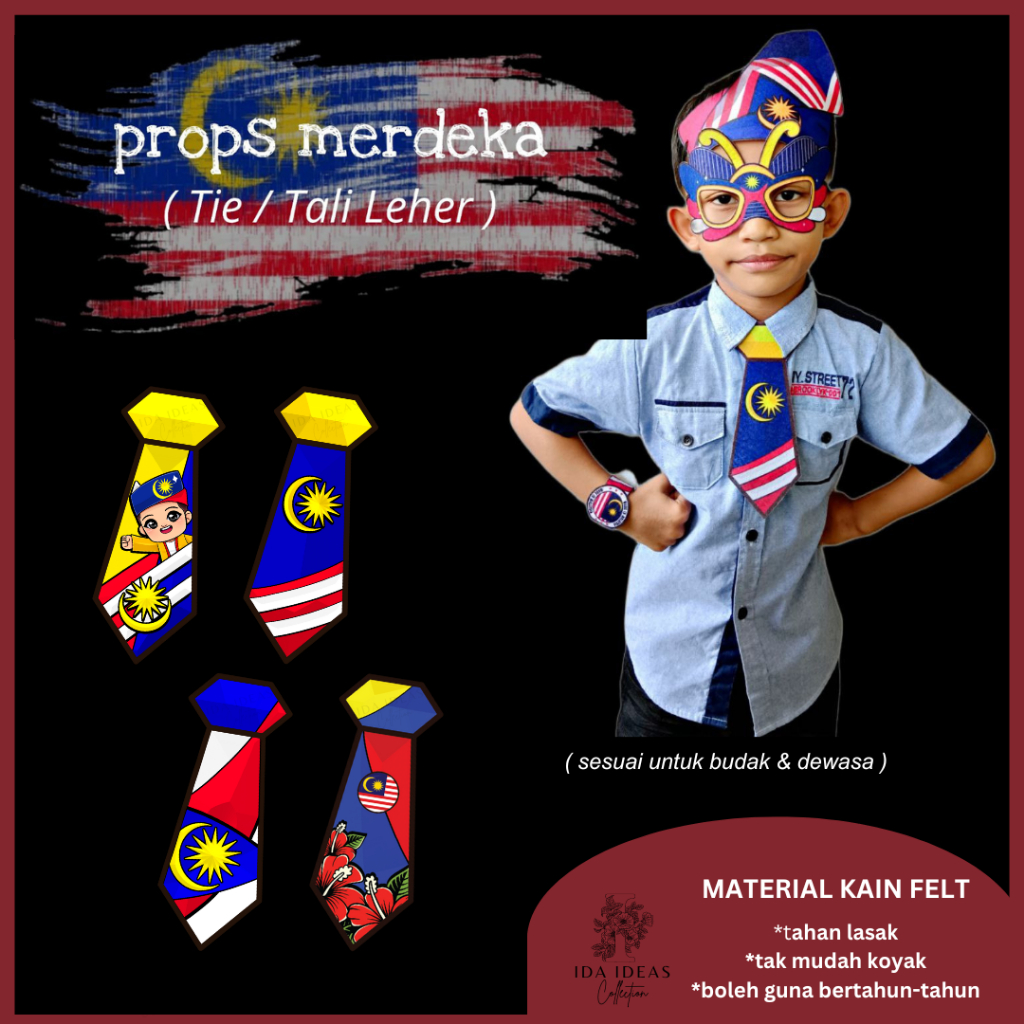 PROPS MERDEKA BUDAK & DEWASA I Felt Mask I Props Merdeka Topeng Tie ...