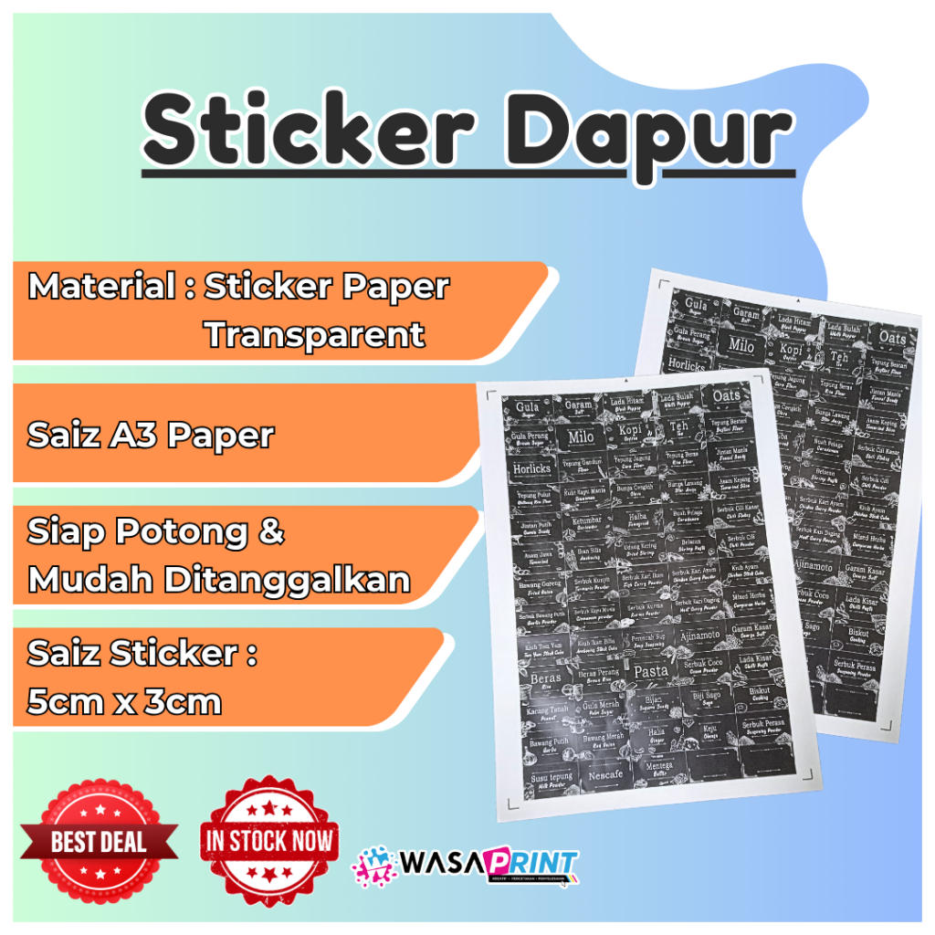 Sticker Dapur Deko Dapur Kitchen Sticker Label Transparent | Shopee ...