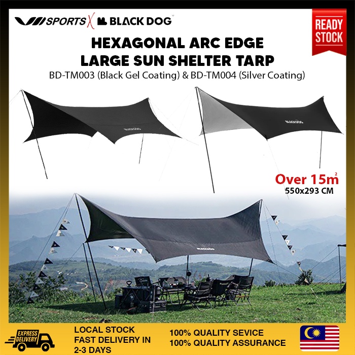 BLACKDOG Camping Outdoor Tarp Large Flysheet Black PU Black Vinyl Color ...