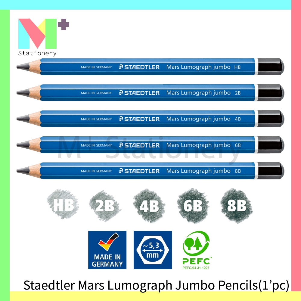 Staedtler Mars Lumograph Jumbo Pencils (1'pc) - HB/2B/4B/6B/8B Pencil / Pensel / Sketching ...