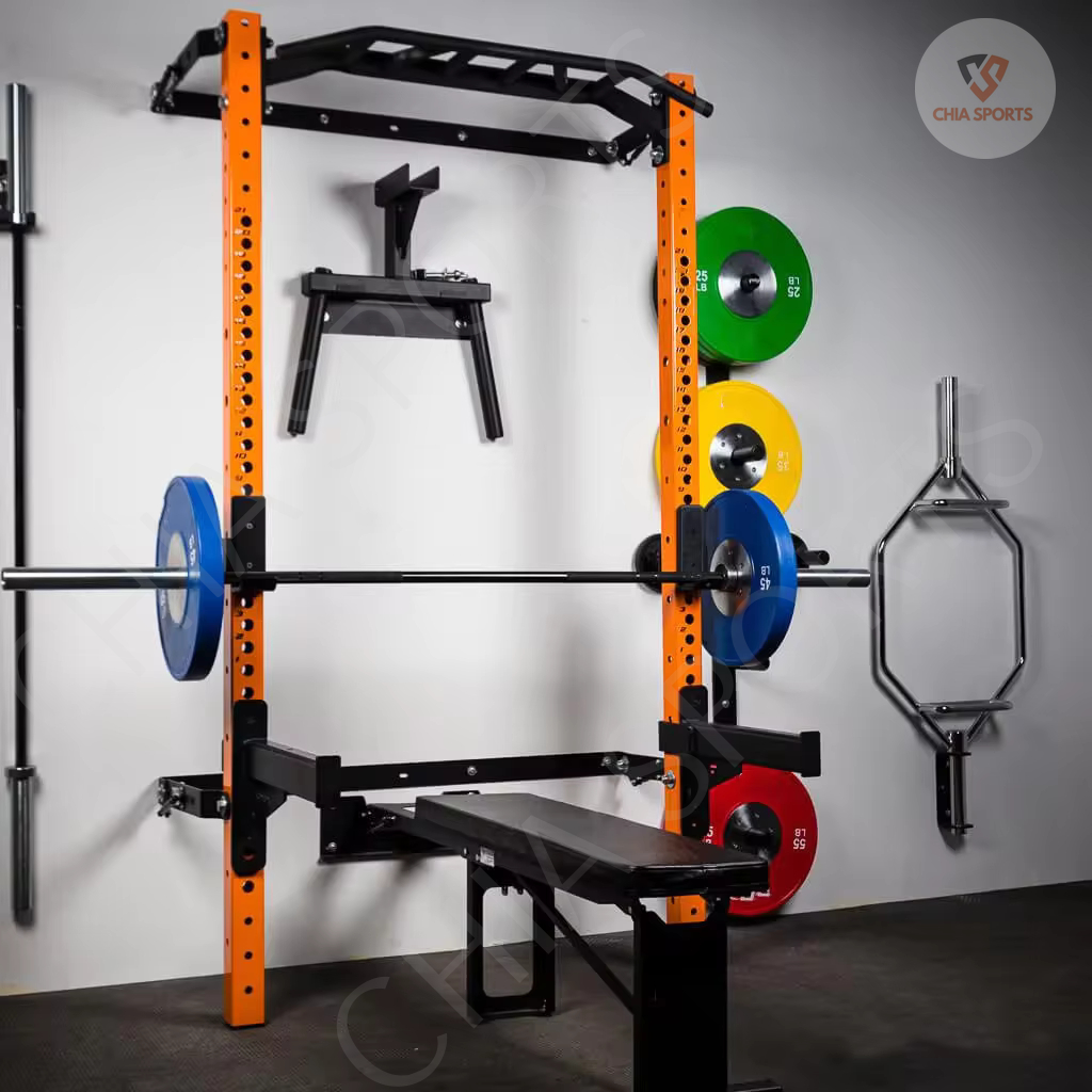 Wall Mounted Folding Squat Rack Power Cage Foldable Stand Pull Up J ...