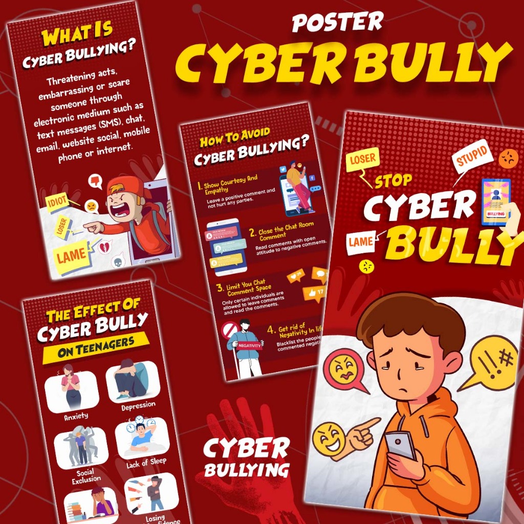 Banner BULI SIBER / CYBER BULLY - SET 4-DALAM-1 - Untuk Keceriaan ...