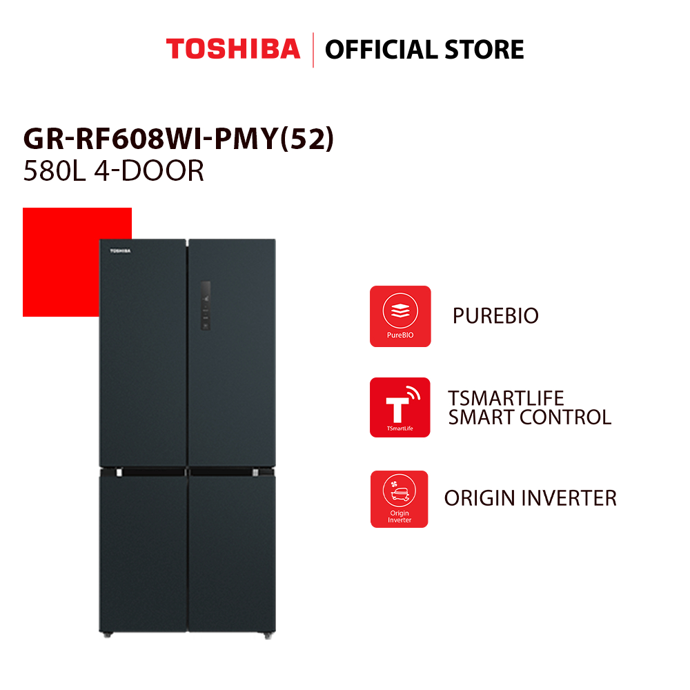 Toshiba 580L 4-Door Inverter Refrigerator GR-RF608WI-PMY(52) PureBIO ...