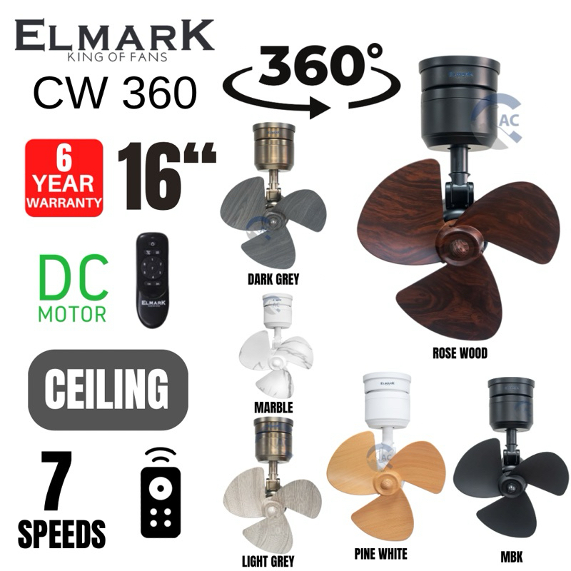 Elmark Ceiling Fan 16 Inches 3 ABS Blades DC Motor 14 Speed | CW360 ...