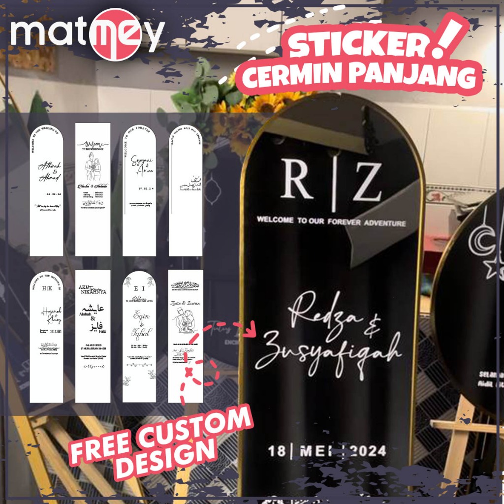 Stiker Cermin Kahwin PANJANG - stiker round mirror / cermin bulat ...