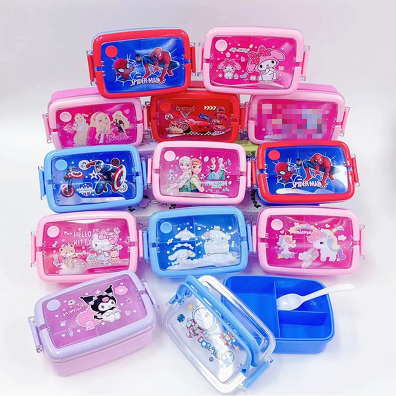 Cartoon Lunch Box Food Container Bento Box with Handler Bekas Makanan ...