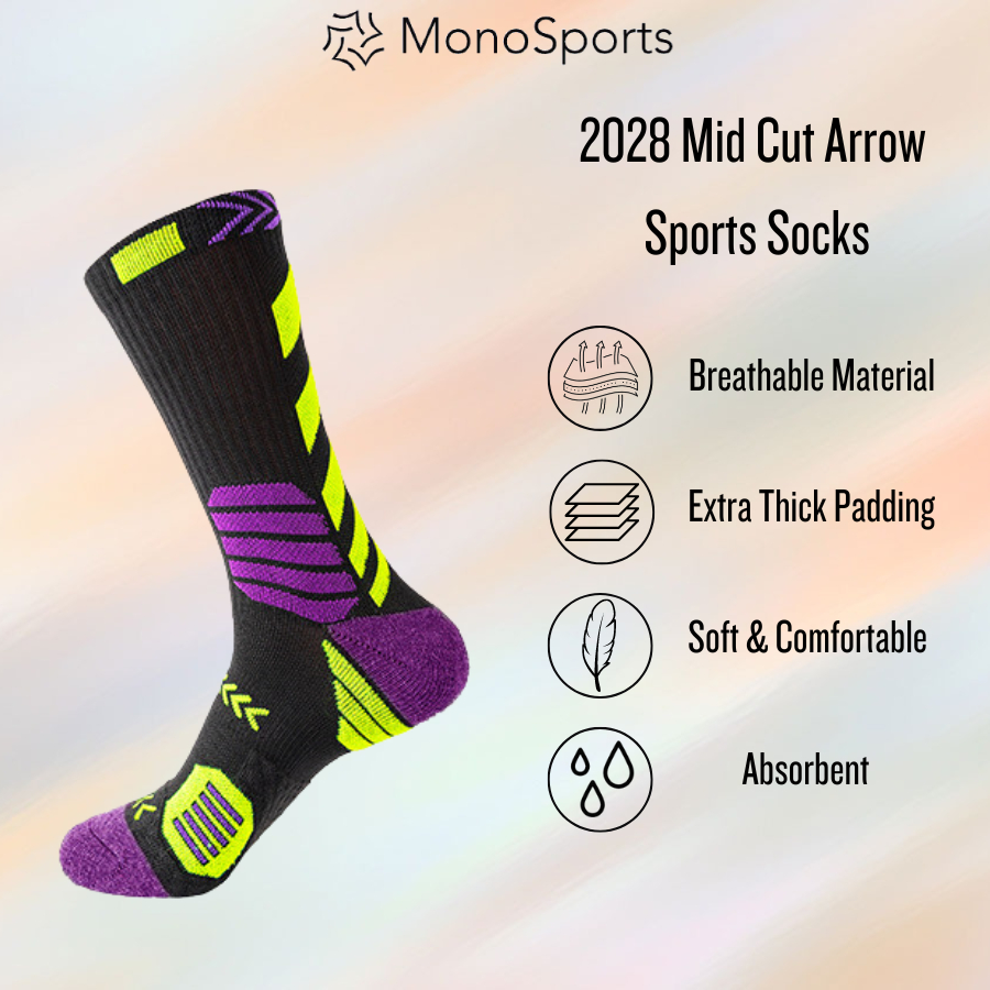 Monosports Mid Cut Premium Thick Sports Socks For Basketball Football ...