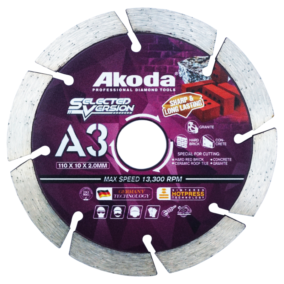 Akoda AS04-S108P 4'' Diamond Blade (A3) D110xH10xT2.0 - Use For Cutting ...