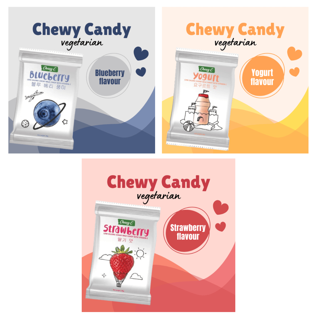 Mix Flavour Chewy Candy - Strawberry & Yogurt & Blueberry 20's[Candy ...