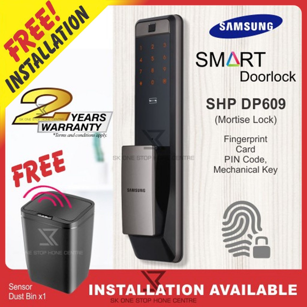 SAMSUNG SHP DP 609 Push Pull Smart Fingerprint,Card, Password,key Digital Door Lock (Free Sensor ...