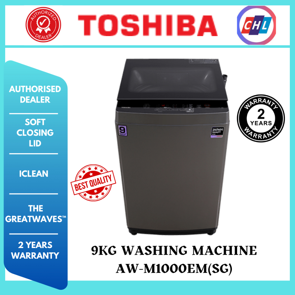 TOSHIBA (AUTHORISED DEALER) 9KG GREATWAVES WASHING MACHINE AW-M1000EM ...