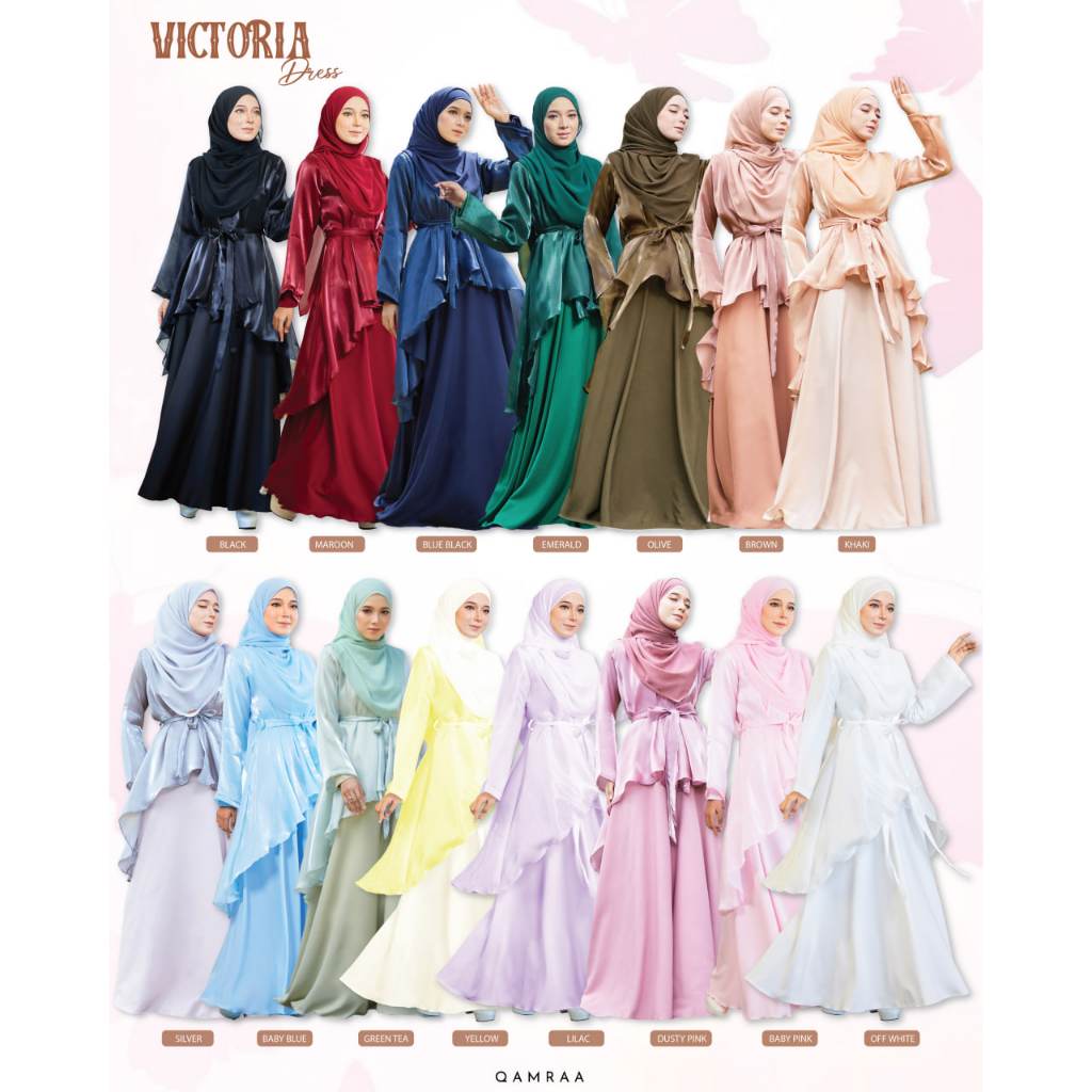 Victoria Qamraa Dress Muslimah Flowy Breastfeed Wudhu Friendly Size XS ...
