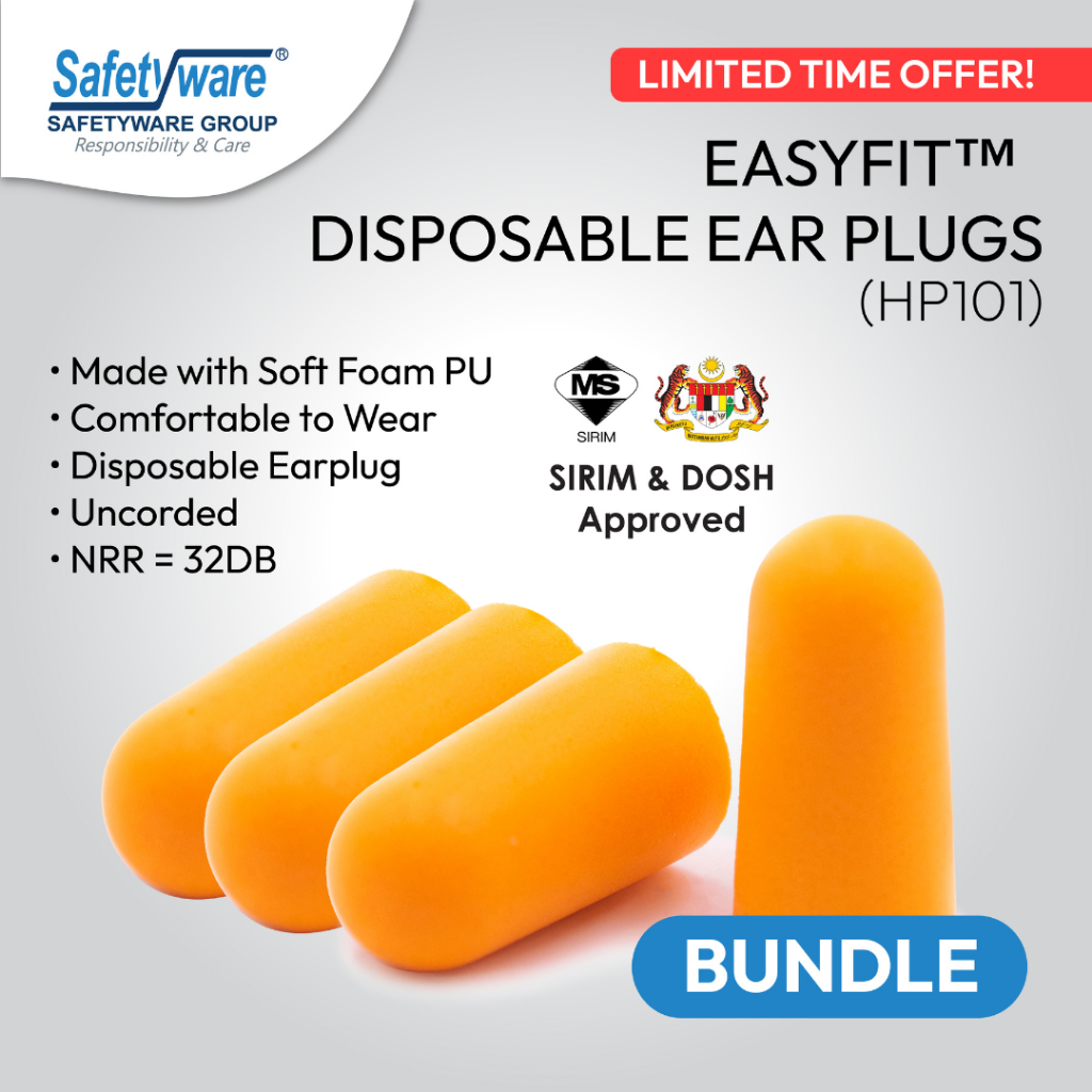 [200 PAIRS] Safetyware EasyFit Disposable HP101 Uncorded Ear Plug I ...