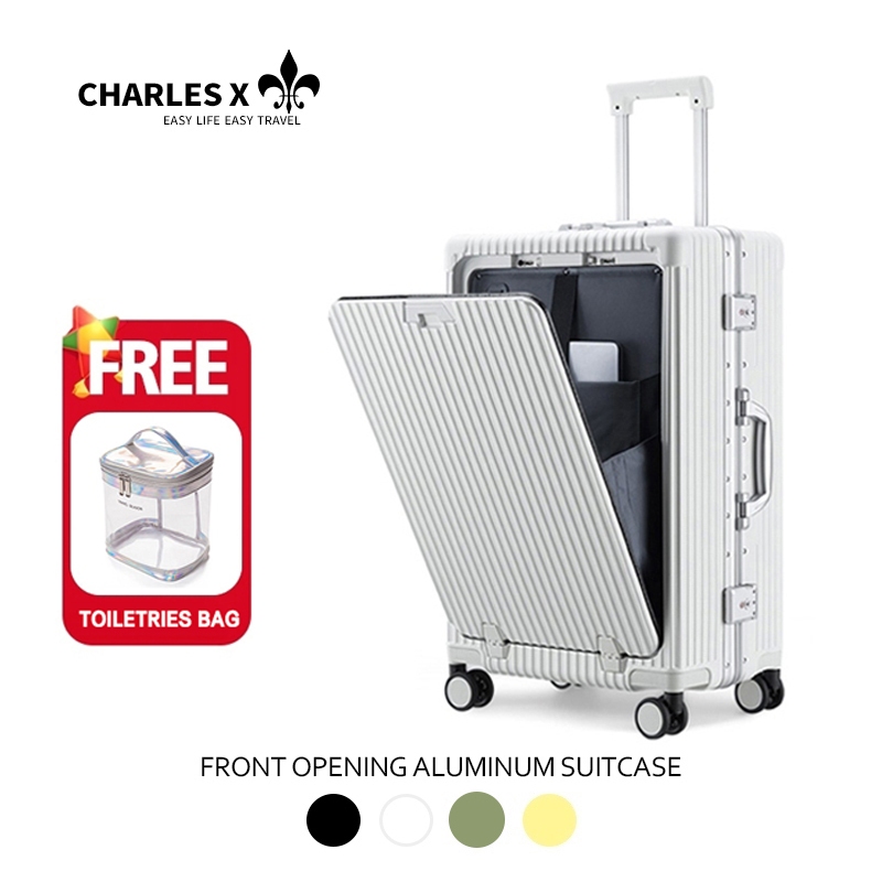 CHARLES X Luggage front-loading aluminum suitcase 20/24-inch cabin ...