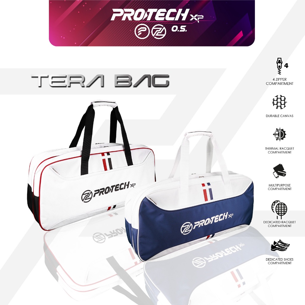 PROTECH 4 Zips Racket Bag with Thermal Compartment - Tera Bag (Lifestyle design) | Shopee Malaysia