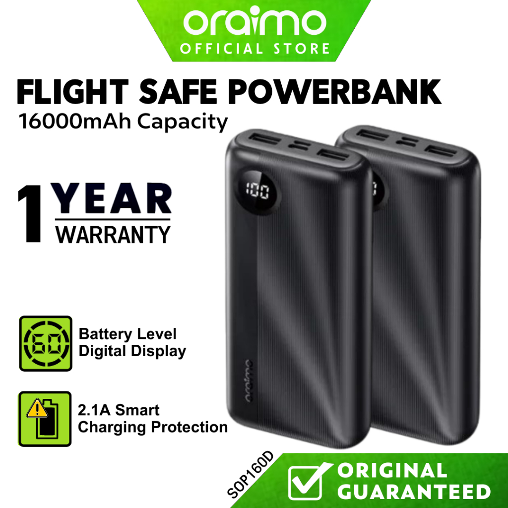 ORAIMO Portable PD QC Quick Charge Type C Input 2.1A Dual USB Powerbank ...