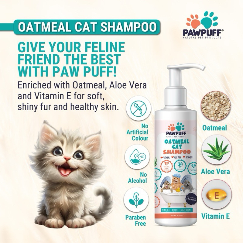 Paw Puff Cat Shampoo Oatmeal 500ml | Shopee Malaysia