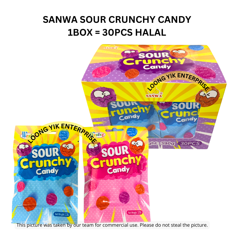 30 Pcs Sanwa Sour Crunchy Candy Fruit Flavour HALAL (LOCAL READY STOCKS) | Shopee Malaysia