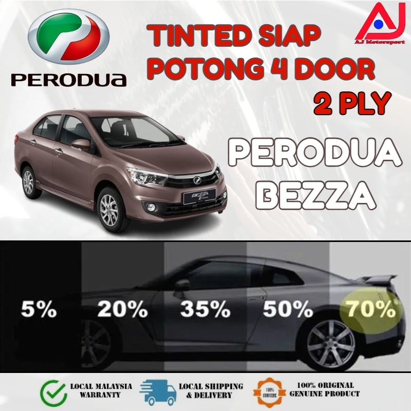 Perodua Bezza 4 Door Tinted 2PLY UV 99% Hitam(Gelap 30% 50% 65% 80% 95% ...