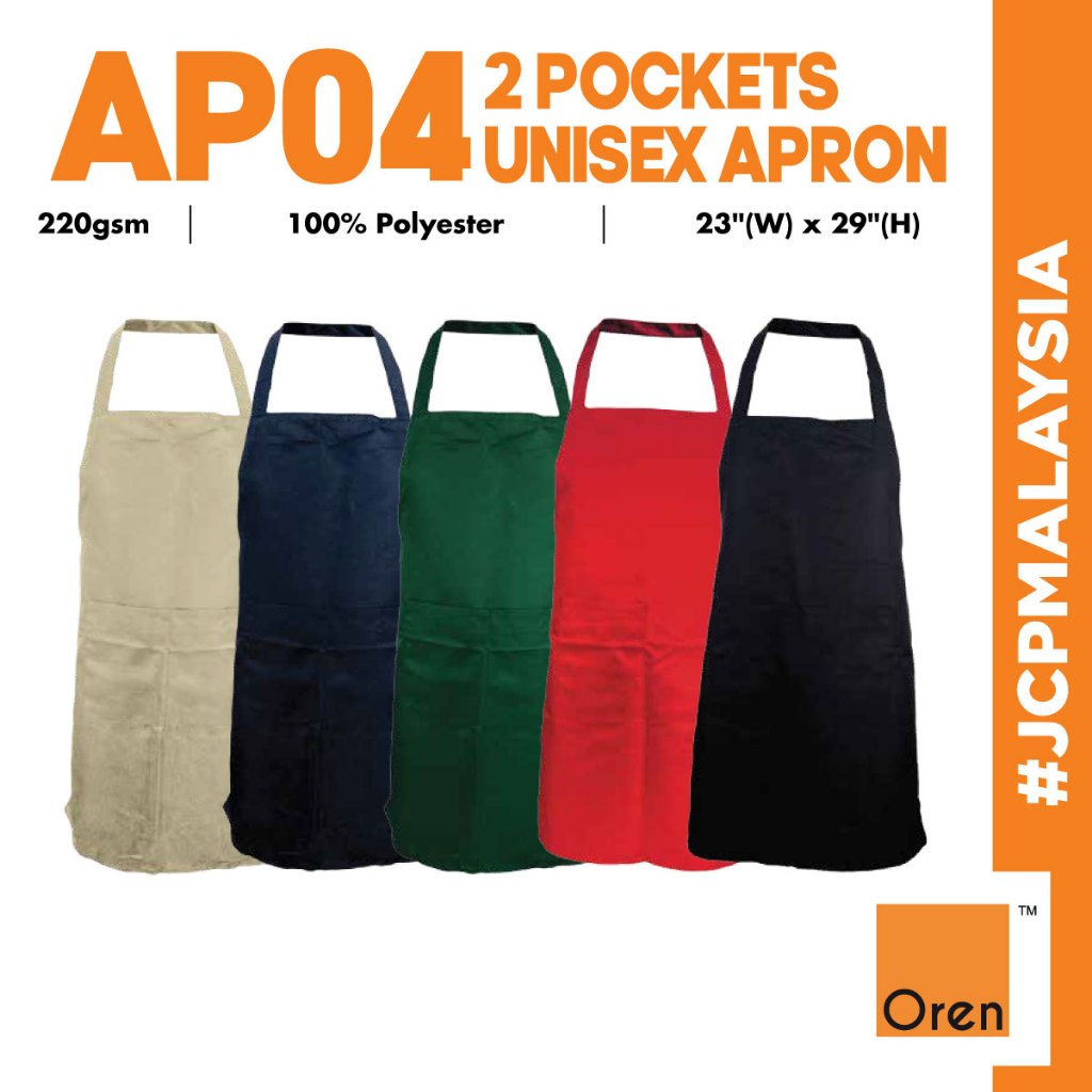 JCP x OREN SPORT 2 Pockets Premium Apron AP04 Unisex 220gsm Plain Thick ...