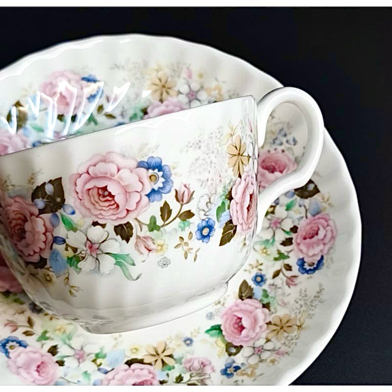 Minton 🇬🇧 Made in England Rose Garland Bone China Cup & Saucer | Shopee ...